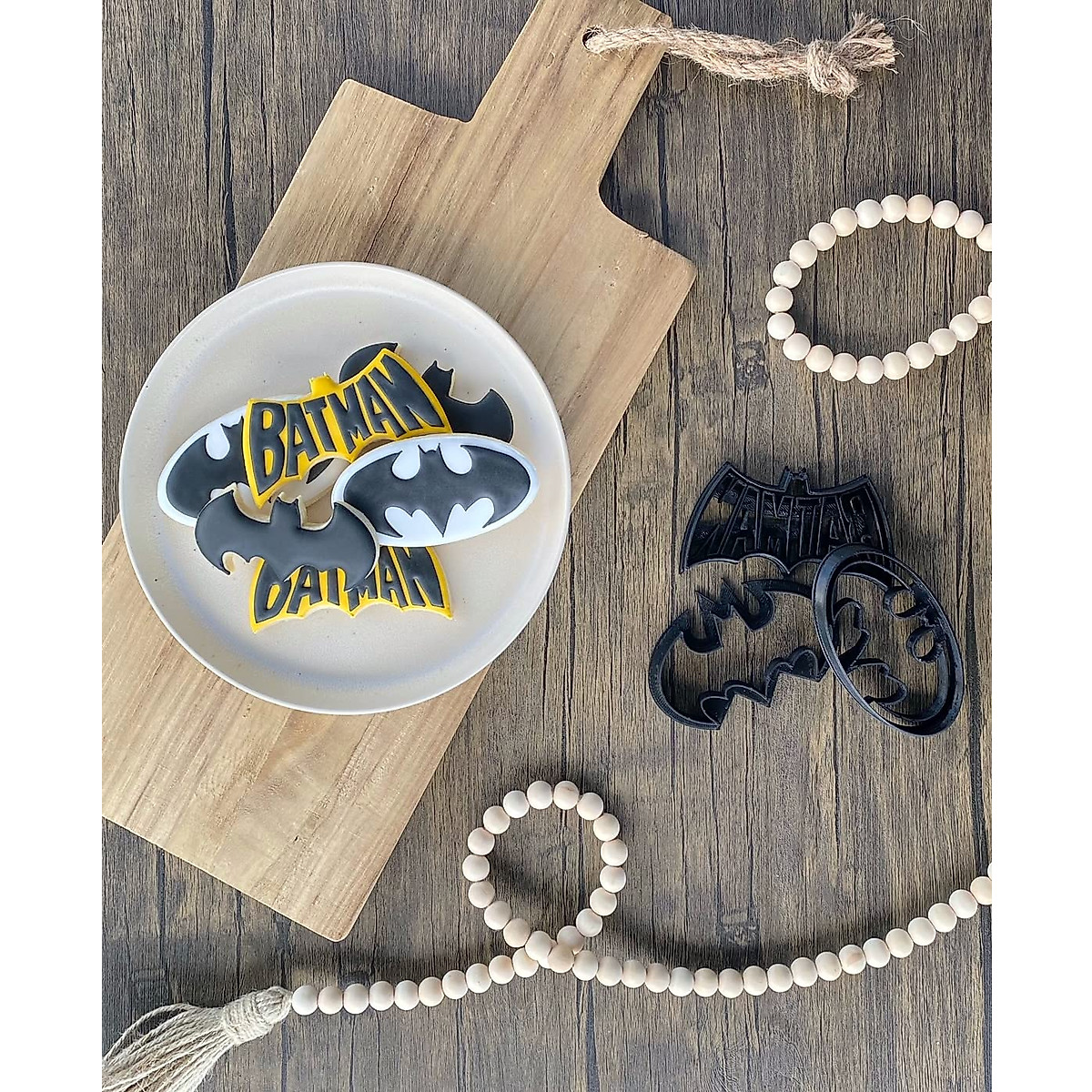 SUPERHERO COOKIE CUTTERS. Inspired By/Compatible With Batman-Themed Logo, Bat-Signal and Bat Outline Symbol Special Occasion/Celebration Cookie Cutters (3 Pack)