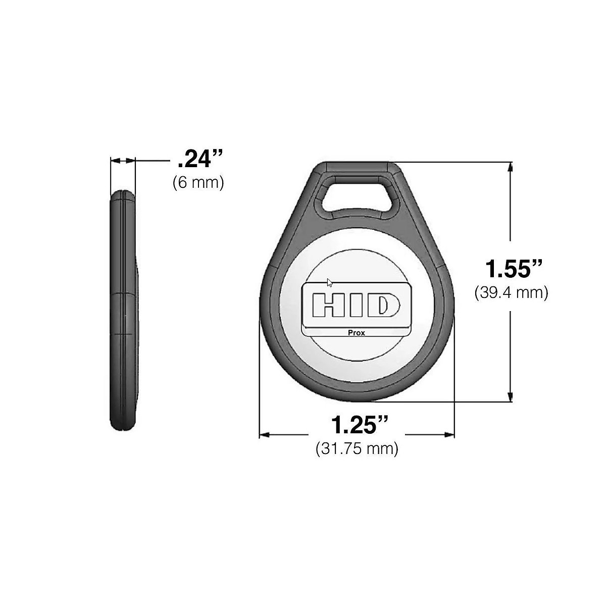 HID Corporation 1346 ProxKey III Key Fob Proximity Access Card Keyfob, 1-1/4" Length x 1-1/2" Height x 15/64" Thick (10)