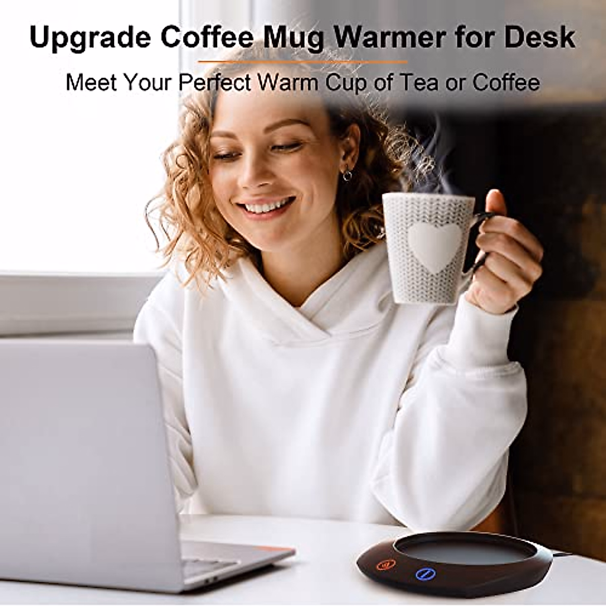 Ingecafea Upgrade Coffee Mug Warmer, Smart Coffee Warmer for Desk Use, 4 Temperature Settings & 4 Hours Auto Shut Off, Large Surface Coffee Cup Warmer for Coffee, Milk, Tea (Oval)