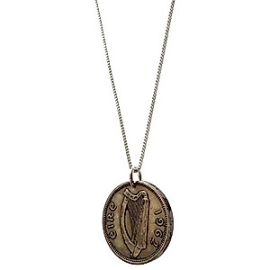 Worn History Authentic Vintage Tiny Rabbit Threepence Irish Coin Necklace (1939-1968) (16 inches)