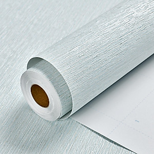 Haimin Grasscloth Wallpaper Peel and Stick 20.9in X 393in Fabric Contact Paper Wall Paper Textured Wallpaper Horizontal Stripes Look Wallpaper Self-Adhesive Thick Vinyl Embossed Wallpaper (Light Blue)