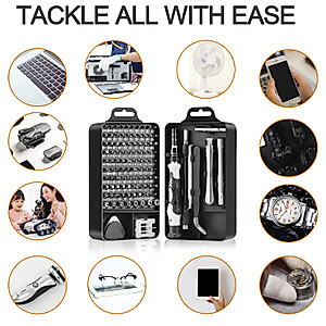 NECAMOCU Precision Screwdriver Set, Professional Grade 115 in 1 Magnetic Repair Tool Kit for Electronics, Computer, iPhone, Laptop, Game Console, Watch, Eyeglasses, Modding, and DIY Projects