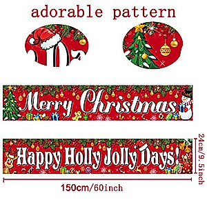 2 Pack Merry Christmas Banner Xmas Decorations Welcome Red Christmas Porch Banners Poster for Home Wall Indoor Holiday Party Winter Decor