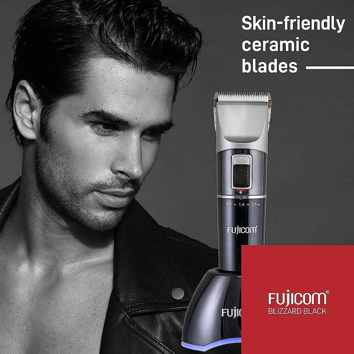 Fujicom Hair Clippers for Men Professional Trimmer Clippers Cordless Rechargeable with 2 Speed Hair cutting Kit Low Noise with Adjustable Ceramic Blade Lithium Battery and 4 Comb Dock station