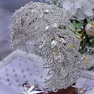 HAIPEI Wedding Headpieces for Bridal Rhinestone Bride Wedding Headband Hair Accessories for Women and bridesmaids, Silver