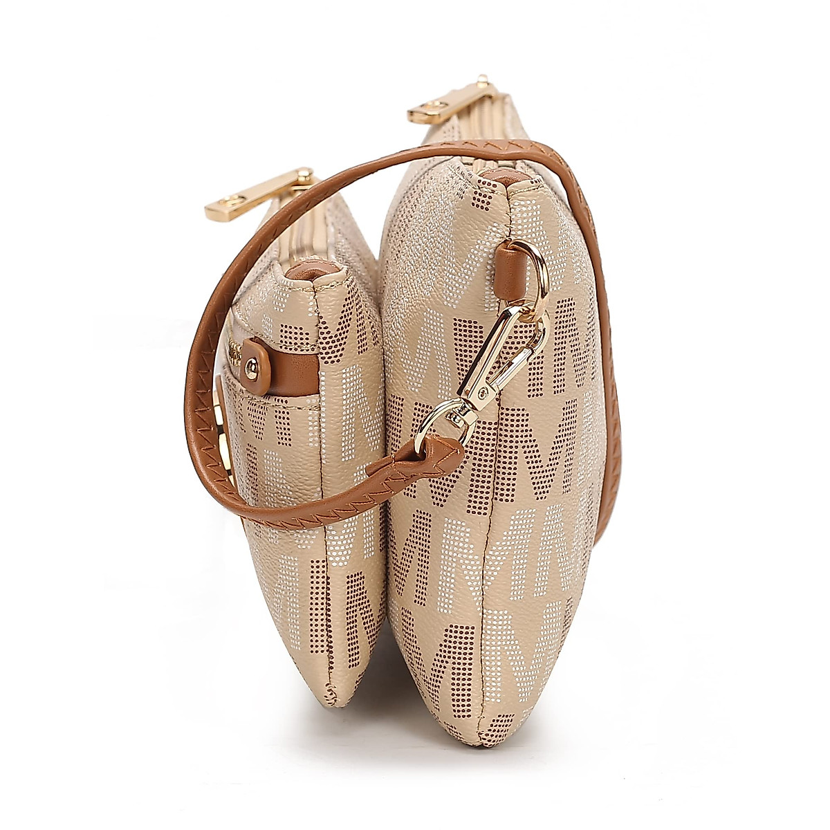 MKF Crossbody Bag for Women, Wristlet Strap – PU Leather Shoulder Handbag – Small Pocketbook Messenger Purse Red