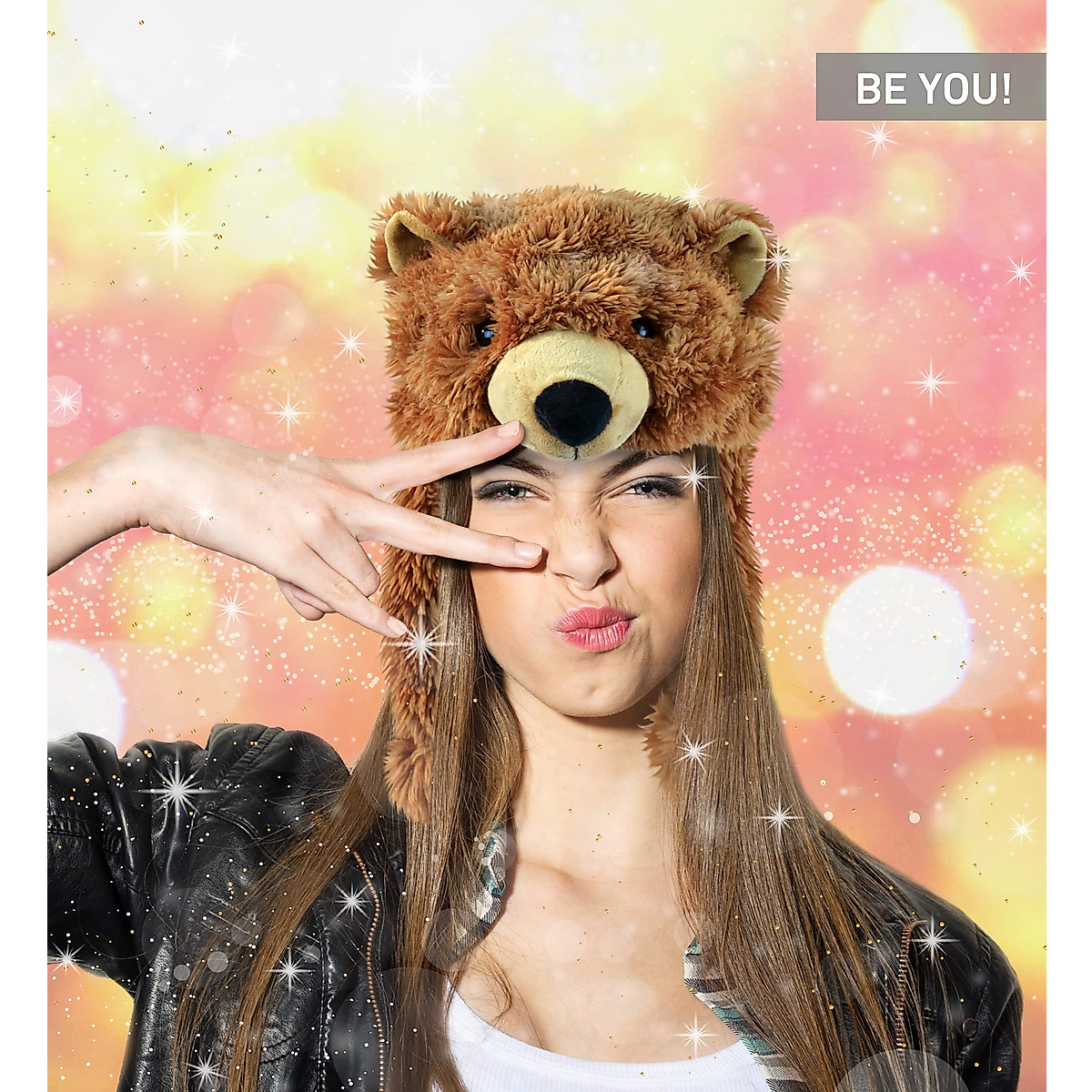 DolliBu Bears and Dogs Animal Plush Hat Set of 4 – Super Soft Black Bear, Wolf, Grizzly, Husky Warm Hats with Ear Flaps, Cute Stuffed Animals Toy Hats, Cozy Fleece Winter Hat for All Ages - 1 Size