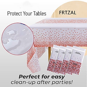 8 Pack Rose Gold Tablecloths Plastic Tablecloths for Rectangle Tables, Disposable Tablecloth Waterproof White Table Cloths 54" x 108" Disposable Table Covers for Party Thanksgiving Christmas