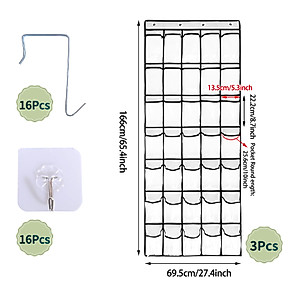 Olutacot 3 Pcs 105 Large White Mesh Pockets 35 Pockets Over The Door Shoe Organizer with 16+16 Hooks Hanging Shoe Organizer Hanging Shoe Rack Shoe Holder Hanger for Closet Bedroom Dorm
