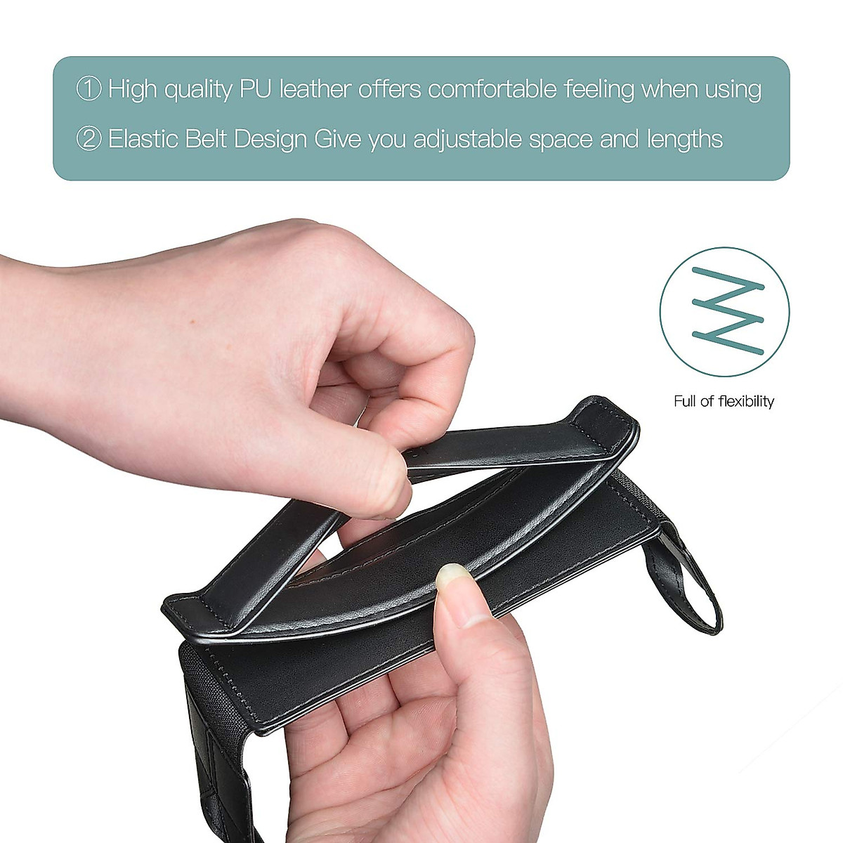 Joylink iPad Hand Holder Strap with Pen Loop and 360°Swivel Leather Handle Grip Elastic Belt for 10.1" Tablets (iPad Air Pro Samsung Nexus), Black Upgrade Version