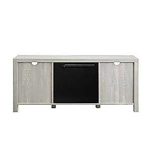 Walker Edison Farmhouse Barn Door Wood and Glass Fireplace TV Stand for TV's up to 64" Flat Screen Living Room Storage Cabinet Doors and Shelves Entertainment Center, 58 Inch, Stone Grey
