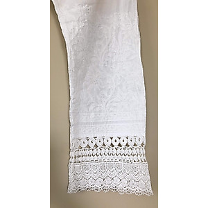 Pure Cotton Chikankari Hand embroidered pants/White Cotton pants/Fits waist upto 42 inches