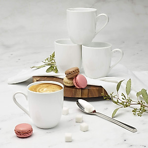 Everyday White by Fitz and Floyd 12 Ounce Mugs, Set of 4, 4 Count (Pack of 1)