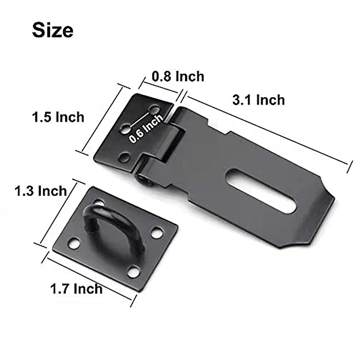 Axuansor Padlock Latch Lock 3 Inch Stainless Steel Hasp Lock Latch Matte Black Door Lock Hasp Latch with Screws for Door Shed Cabinet 2 Pack