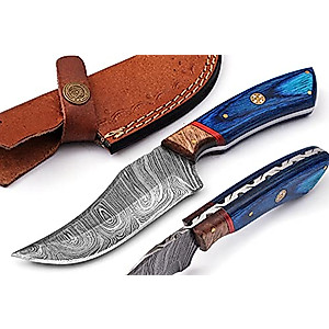 Damascus Knives Custom Handmade Hunting Knife- Best Damascus Steel Blade Skinning Knife- Fixed Blade Hunting Knife With Sheath Belt Loop