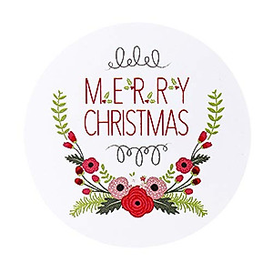 Yoption Merry Christmas Stickers Roll 1.5 Inch, 500 Round Christmas Tags, Multiple Designs （5 Patterns）