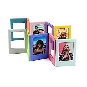 TARASEEL Magnetic Mini Photo Frame with Clear Protective Cover for Polaroid Fujifilm Instax Mini 7s 8 9 11 12 25 50s 70 90 EVO, NONS SL42 SL645 for Office Cabinet Fridge, Pack of 12. (12 Colors)