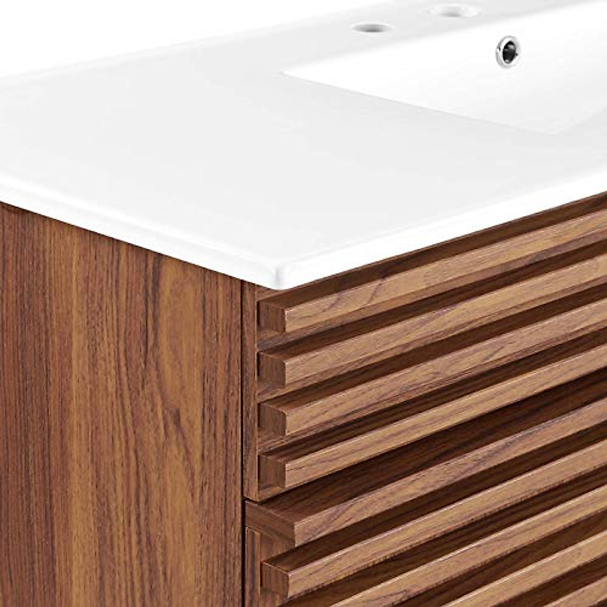 Modway Render Vanity Floor, Single Sink, Walnut White