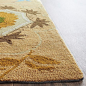 SAFAVIEH Four Seasons Collection 8' x 10' Taupe / Multi FRS472A Hand-Hooked Floral Area Rug