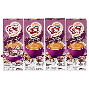 Nestle Coffee mate Coffee Creamer, Italian Sweet Creme, Liquid Creamer Singles, Non Dairy, No Refrigeration, Box of 50 Singles (Pack of 4)