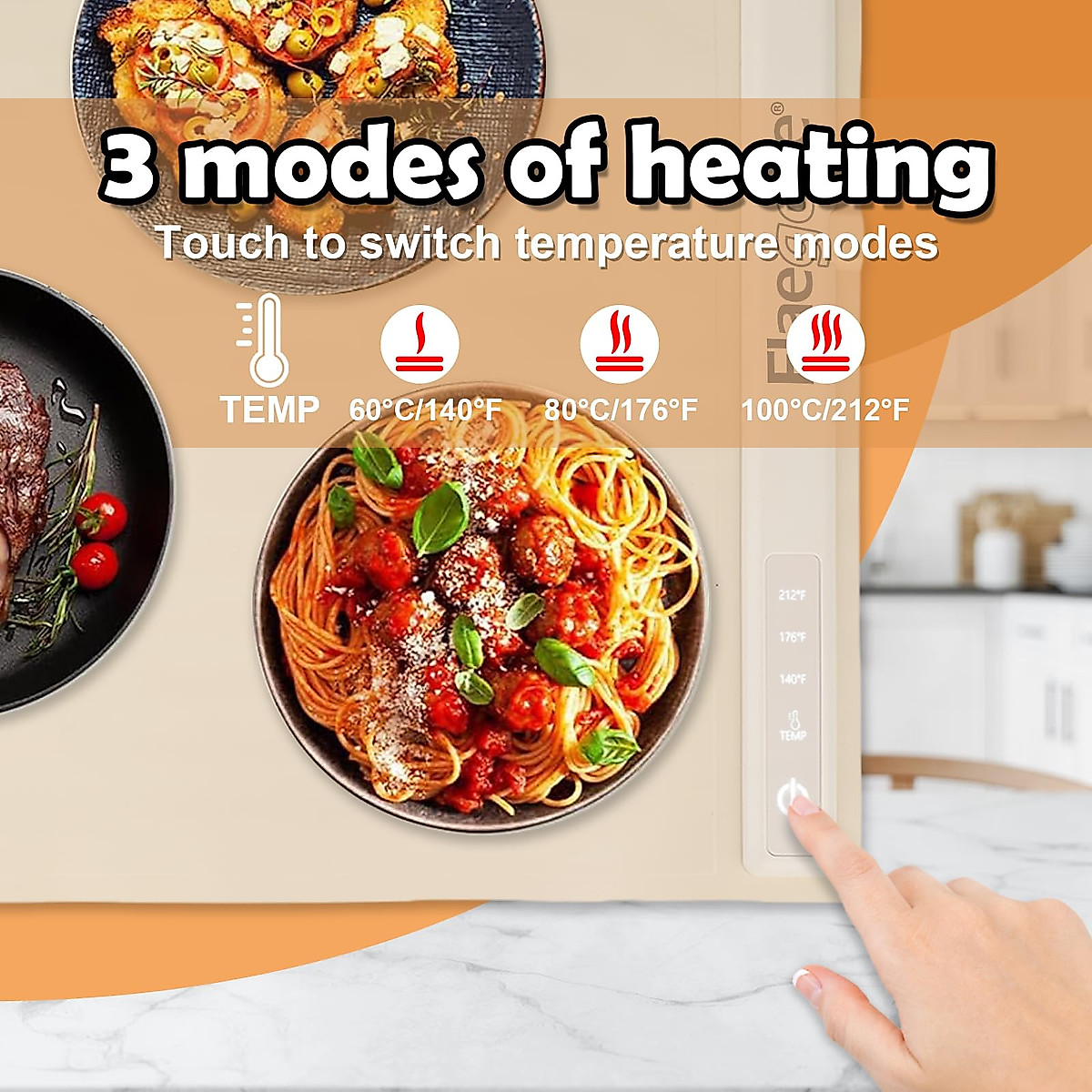 Flaegoye Food Warming Mat,Portable Electric Warming Tray with 3 Adjustable Temperature,Silicone Foldable Food Warmer for Buffet,Fast Heating Mat for Home Buffets,Restaurants and Parties