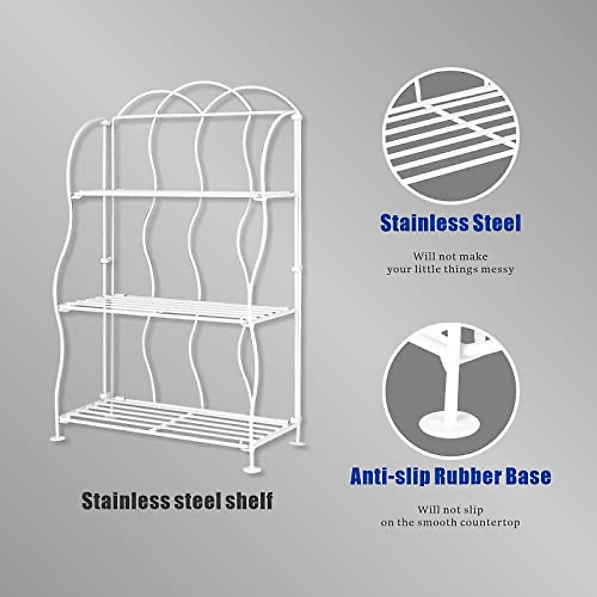 TOBEFORT Spice Rack Organizer for Cabinet, 3-Tier Expandable Countertop Seasoning Rack, Bottle Organizer and Storage for Bathroom Home Kitchen Pantry and Office, Metal, White