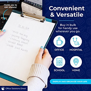 Plastic Clipboards (Set of 6) Multi Pack Clipboard (Colored Assorted) Strong 12.5 x 9 Inch | Holds 100 Sheets! Acrylic Clipboards with Low Profile Clip | Cute Clip Boards Board Clips