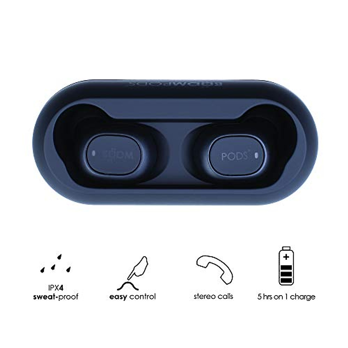 BoomPods Boombuds Go True Wireless - Best Sports Earbuds, Bluetooth, Portable Magnetic Charging Case, Water/Sweat Resistant IPX4, Instant Connect TWS