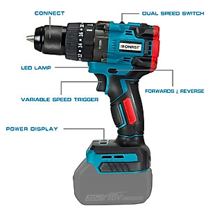 IRONFIST Cordless Drill for Makita 18V Batteries, 1/2 inch Metal Chuck Impact Drill/Driver, Brushless 150Nm MAX Torque, 2 Variable Speed 2150RPM for Professional (NO BATTERY)