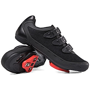 Mens Womens Indoor Cycling Shoes Compatible with Peloton Bike Shoes Cycling Shoes with Delta Cleats Clip Outdoor Pedal SPD Road Bike Shoes,Black