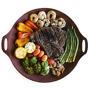 TECHEF - 14-inch Nonstick Round Griddle Grill Pan for Korean BBQ/Teppanyaki Pan, Tawa, Roti Pan/Induction Ready/Made in Korea (Purple)