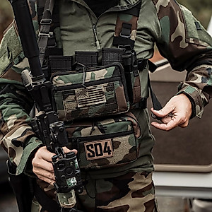 ACETAC Tactical Chest Rig with 5.56/7.62 Magazine Pouch Holder, Pistol / Wing Pouch, Molle Dangler Pouch, Adjustable H Harness (Multicam)