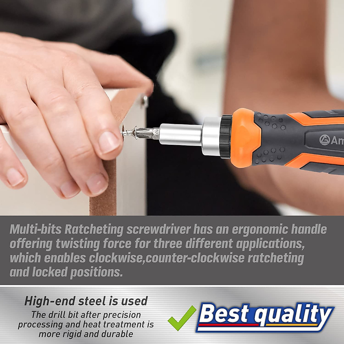 Amartisan 22 IN 1 Ratchet Screwdriver Set, Precision Multi-bit Ratchet Screw Drivers, Slotted/Philips/Pozi/Torx