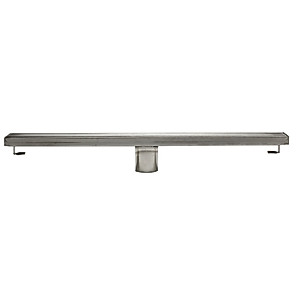 ALFI brand ABLD24D 24" Modern Stainless Steel Linear Shower Drain with Groove Lines, Silver