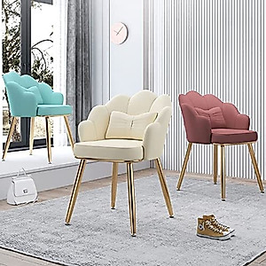 SJIALEN Dining Chairs Set of 2,Modern with Metal Chair Legs Bedroom Marriage Room Balcony Sofa Chair Dressing Table Makeup Chair Kitchen Chair (Color : White, Size : 77 * 50 * 40cm)