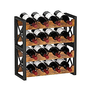Homeiju 2-in-1 Wine Rack Countertop, Small Wine Rack Organizer Holder, Wooden Wine Rack Inserts for Cabinet, Stackable Wine Rack for Kitchen,Home Bar