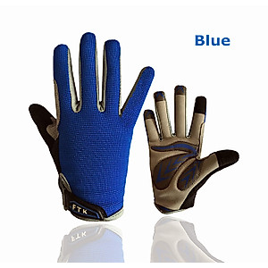 Cycling Gloves Kids Boys Girls Youth Full Finger Pair Bike Riding, Children Toddler Touch Screen Mountain Road Bicycle Warm Cold Weather Gel Padded, Color Blue Orange Age 2-11 (Blue, Small)