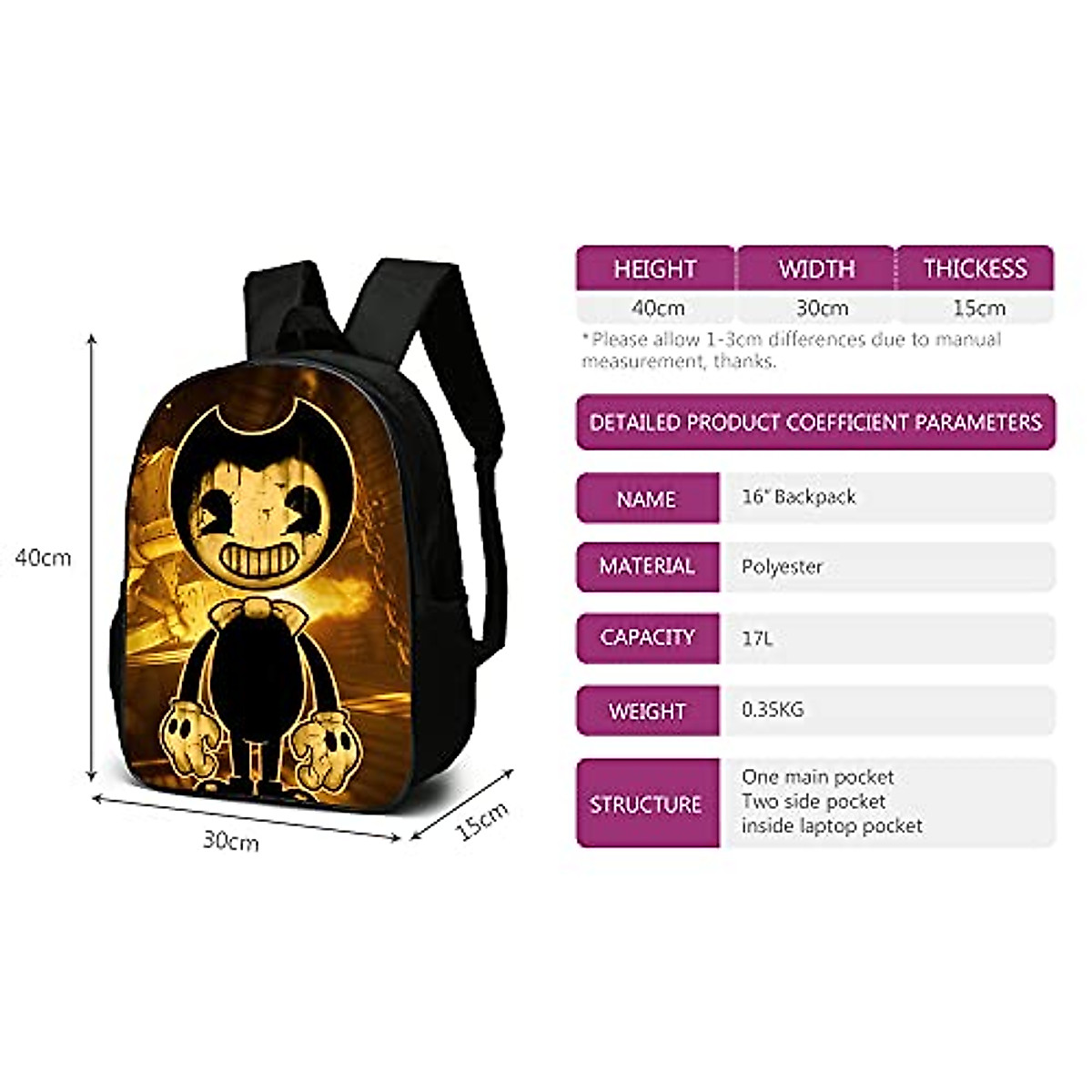 WOLOISO Anime Backpack Large Capacity Laptop Travel Bag for Boys Girls