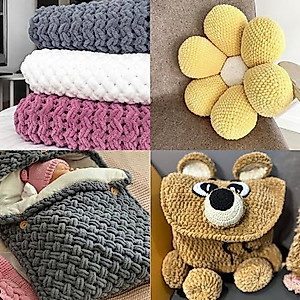 NORCIA, Soft Velvet Yarn Chenille Yarn for Crocheting Super Bulky 100g (74.3 yds) Baby Blanket Yarn for Knitting Amigurumi Yarn Fancy Yarn for Crochet Weaving Craft (White)