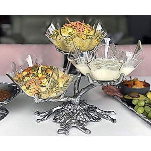 Arthur Court 3-Tiered Acrylic Bowl Stands Grape Pattern Sand Casted in Aluminum with Artisan Quality Hand Polished Tarnish Free Lightweight Serving Bowls 9.5 inch x 12 inch