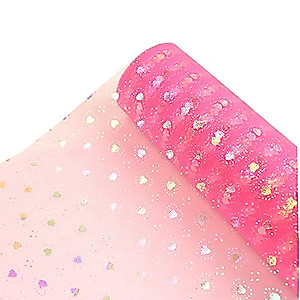 Yuanchuan Magic Heart Glitter Tulle Rolls 6 inch x 10 Yards (30 feet) for Table Runner Chair Sash Bow Pet Tutu Skirt Sewing Crafting Fabric Wedding Unicorn Halloween Party Gift Ribbon (Deep Pink)