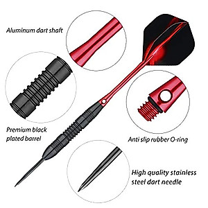 centaur 12 Pack Steel Tip Darts, Professional 22 Grams Metal Dart Set with 4 Colors Premium Aluminum Shafts and PET Flights and Dart Case, Flight Protector Dart Board Kit Accessories, Silver & Black