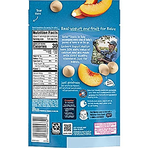 Gerber Snacks for Baby Yogurt Melts, Peach, Freeze-Dried Yogurt Snack Made with Real Yogurt & Fruit, Baby Snack for Crawlers, 1.0-Ounce Pouch (Pack of 3)