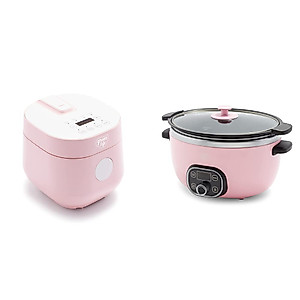GreenLife Healthy Ceramic Nonstick Rice Cooker + Slow Cooker Bundle (Pink)
