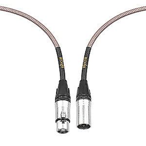 Clef Audio Labs XLR Cable - 1 Foot mic Cord, Male to Female Connections for Microphone and Audio Interface, Gray/Copper Braided Flexible Jacket, Silver Zinc Alloy Shell, Gold Plated 3-Pin Connectors