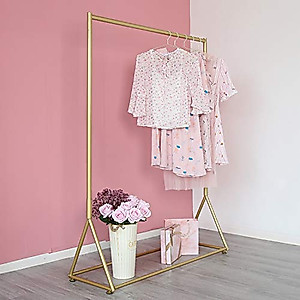 IronFashion Gold Clothing Rack, Boutique Display Clothes Rack with Wheels, Modern Garment Rack for Retail Use (47.24" L)