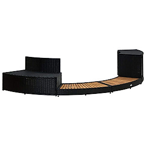 OUSEE Spa Surround Black Poly Rattan and Acacia Wood