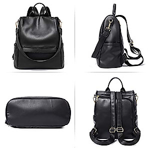 Womens Backpacks Purse Fashion PU Leather Anti-theft Large Travel Bag Ladies Shoulder School Bags black
