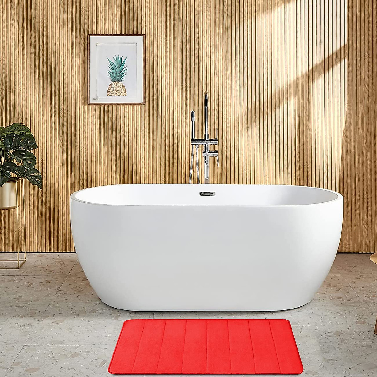 Christmas Red Bathroom Rugs Sets 3 Piece,Bathroom Rug Set,Memory Foam Bath Mat,Soft Bathroom Rugs,Bath Mats for Bathroom Sets,Absorbent Bath Rugs with No Slip PVC Backing Machine Washable,Easy to Dry