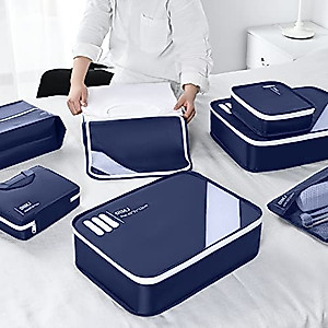 DIMJ Packing Cubes, Durable Packing Cubes for Travel, Lightweight Travel Cubes (Navy Blue, 8 Pack)